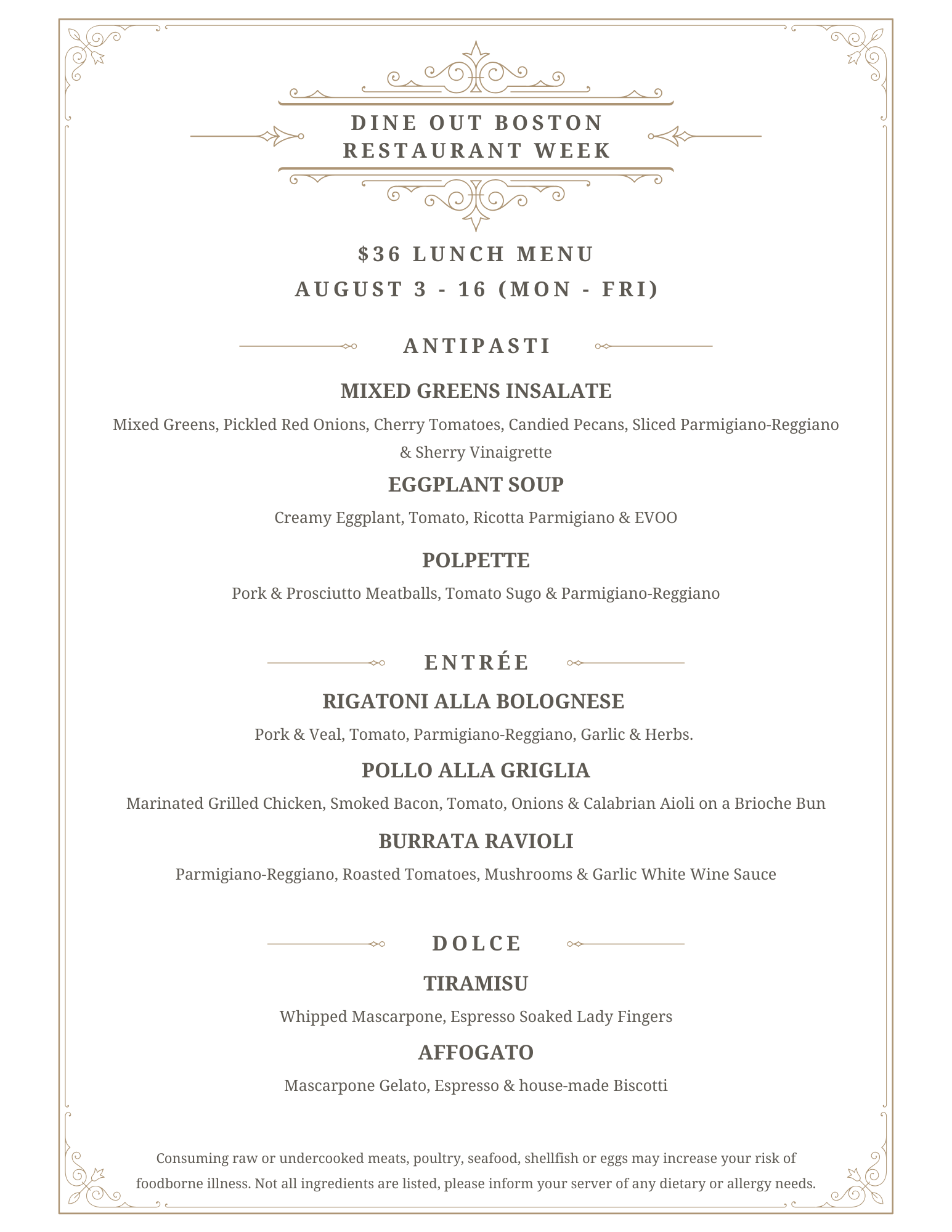 Dine Out Boston 2025 - Sogno