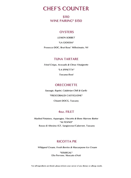 Chef's Counter Experience - Sogno