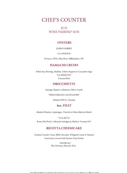 Chef's Counter Experience - Sogno